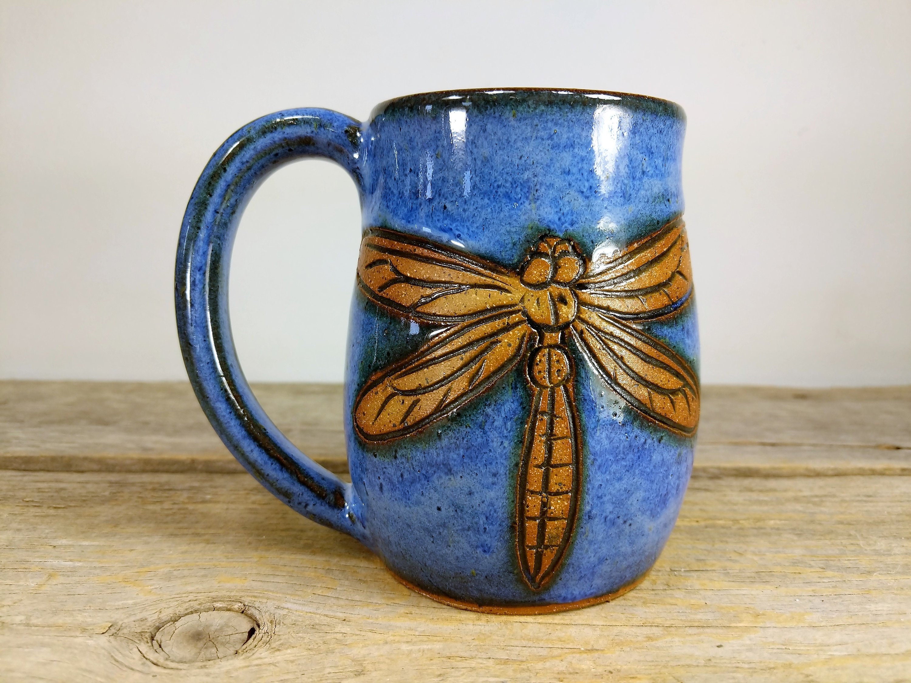 Dragonfly Mug 16 oz Tea Lover Gift Handmade Stoneware Wheel | Etsy