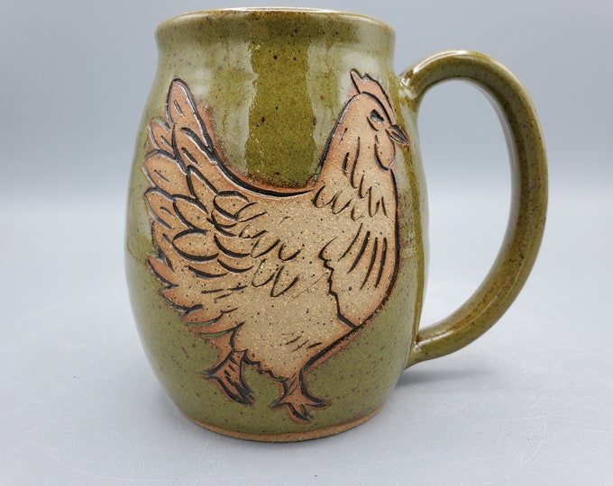 Chicken Mug 16oz Handmade Stoneware Coffee Mug Unique Coffee Mugs ...