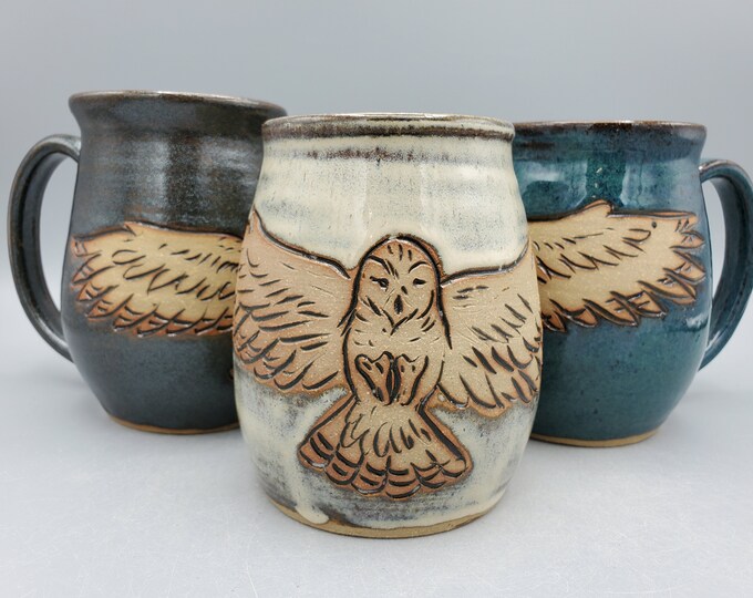 Snowy Owl Mug 16 Oz Outdoorsy Nature Lover Gift Handmade Pottery Mug ...