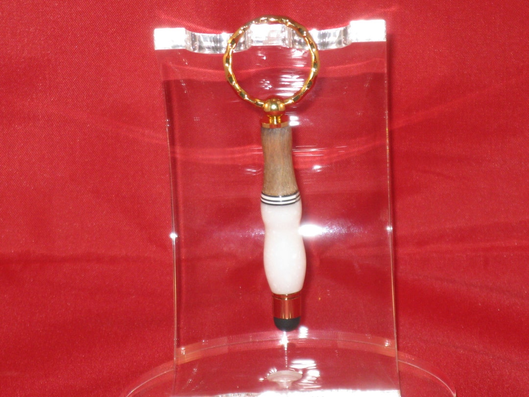 Handmade Stylus Key Chain( Laminated White Corian ,wendge , White and ...