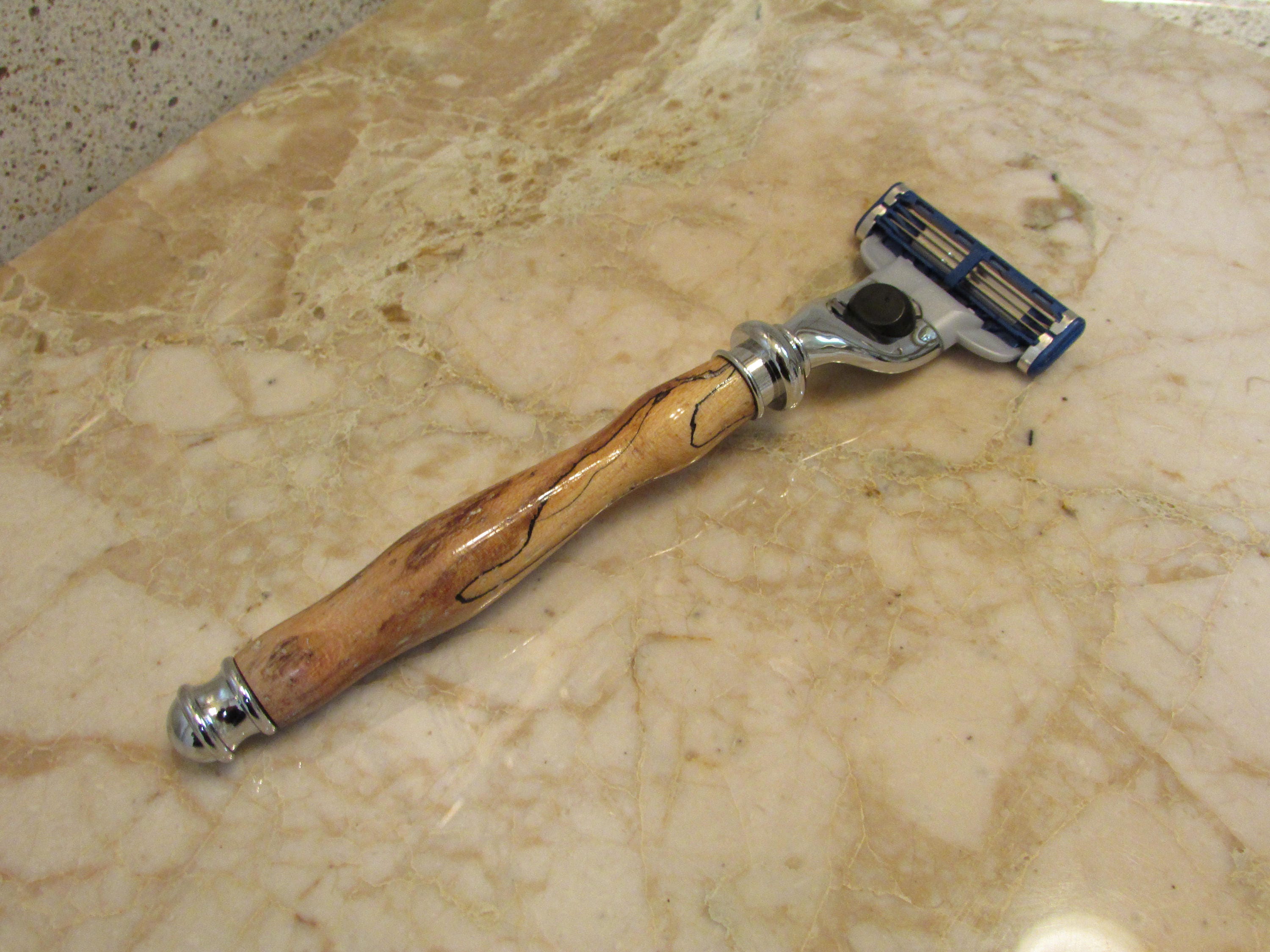 Handmade Stabalized Spalted Beech & Maple Shaving Razor in a Chrome ...