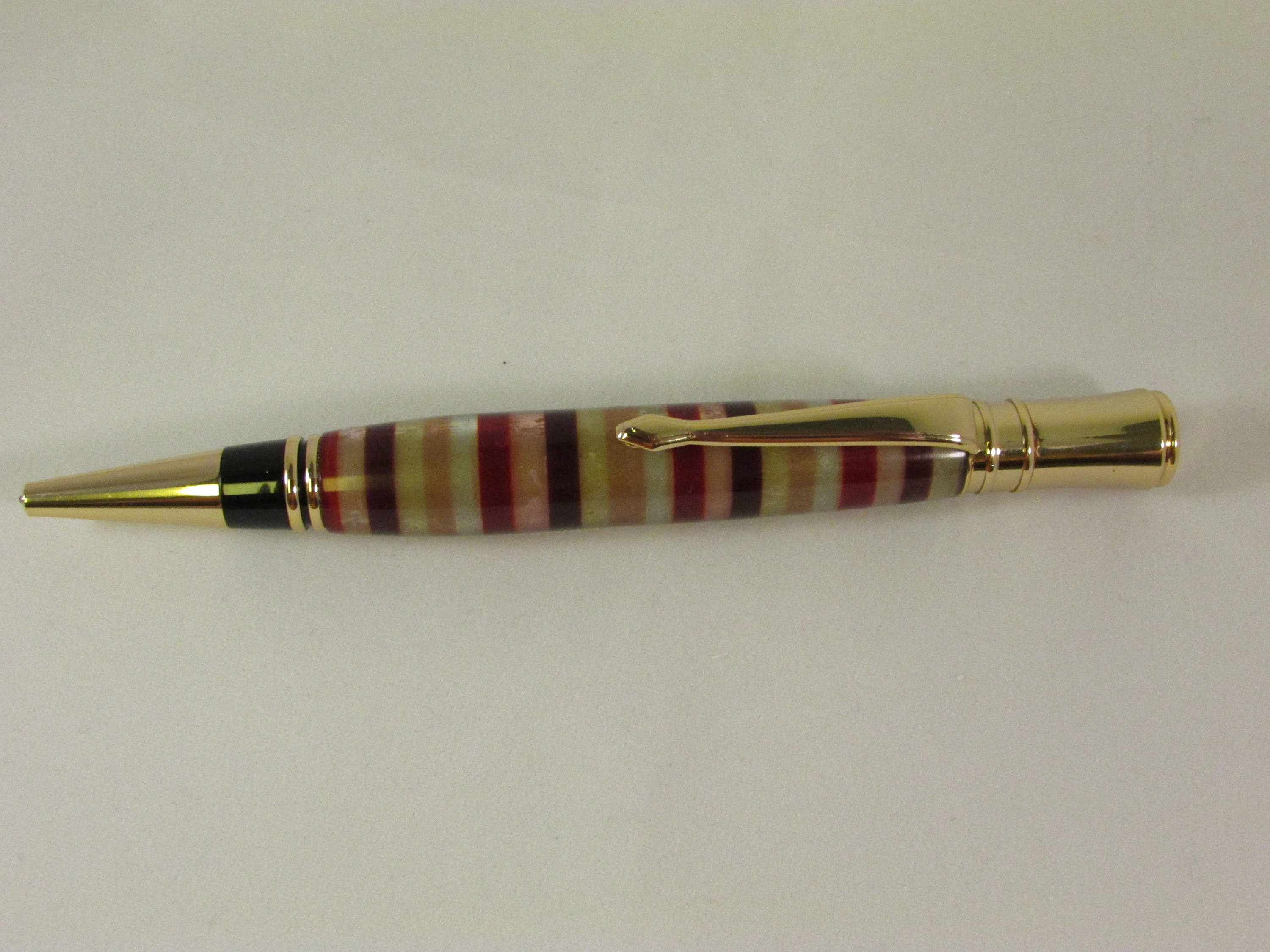 Handmade Executive Pen with 24 Kt Gold plated hardware(Circular, White ...