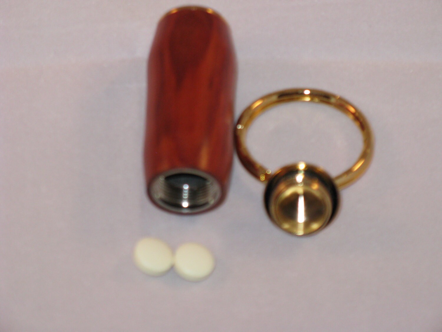 Handmade Secret Compartment Pill Box Key Chain (24Kt Gold finish)(Redheart)