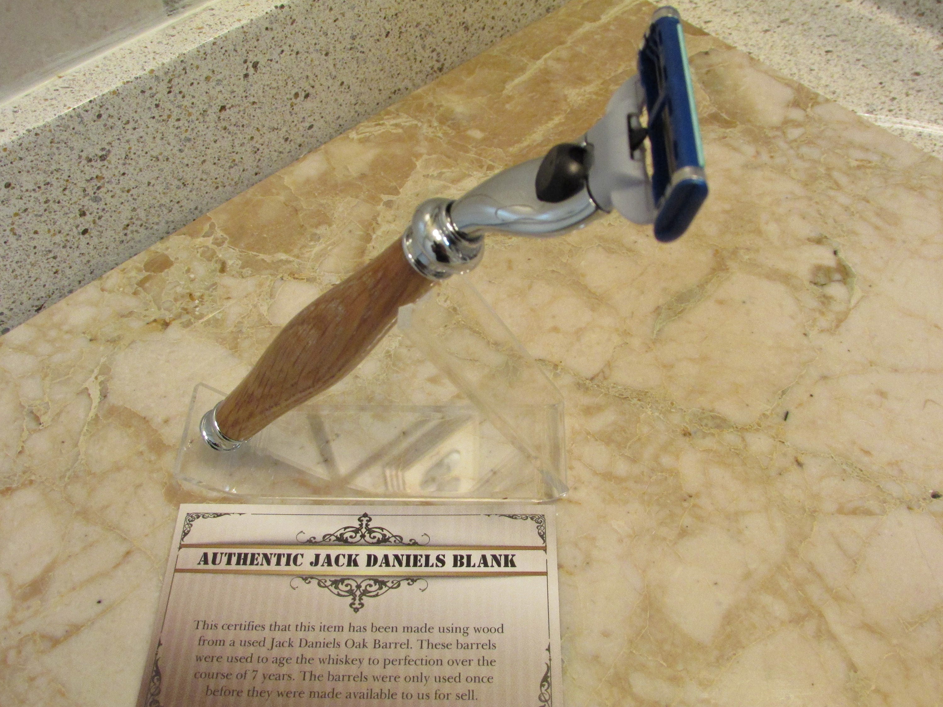 Handmade Jack Daniels Oak Barrel Shaving Razor in a Chrome Finish ...