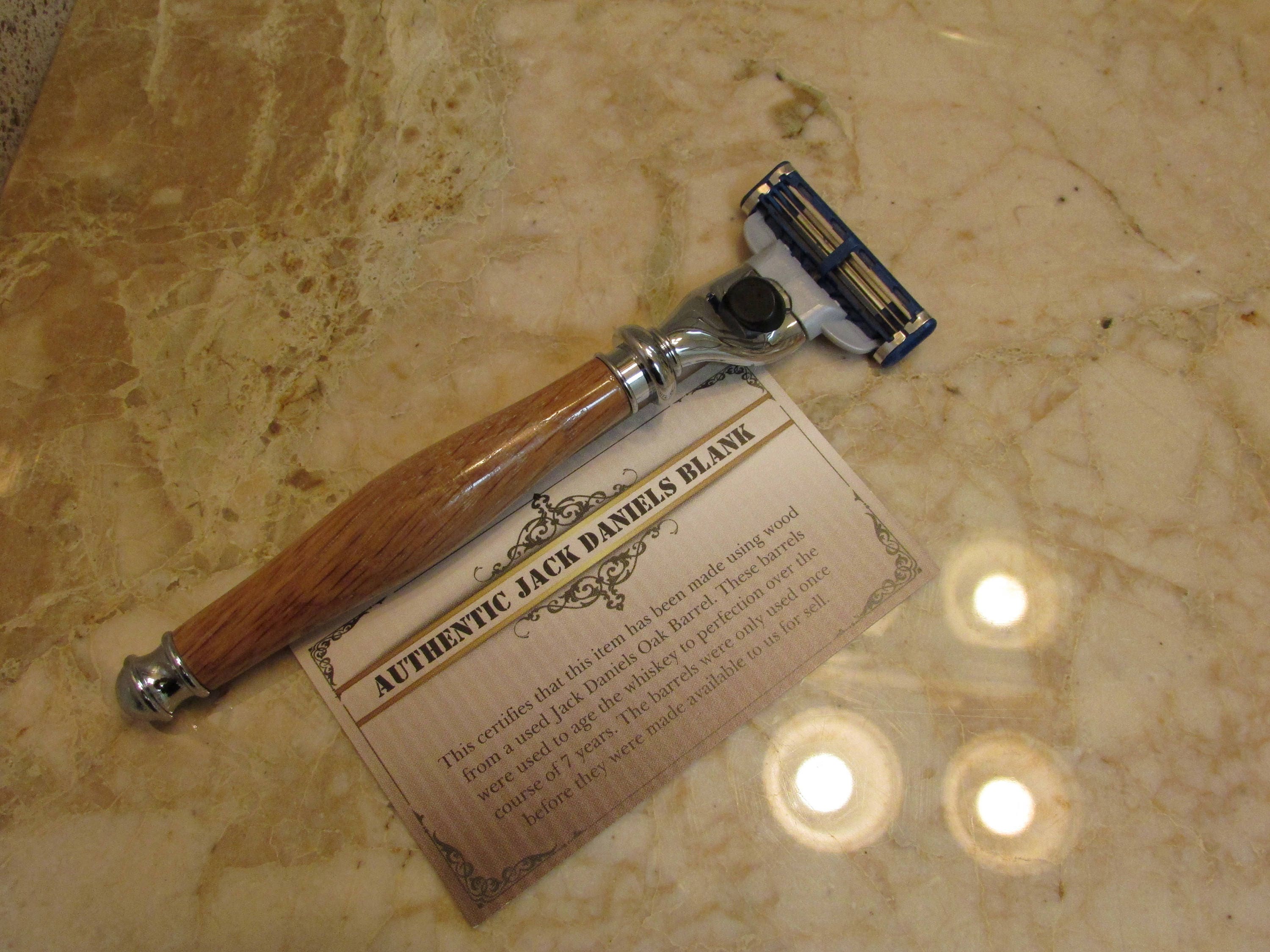 Handmade Jack Daniels Oak Barrel Shaving Razor in a Chrome Finish ...