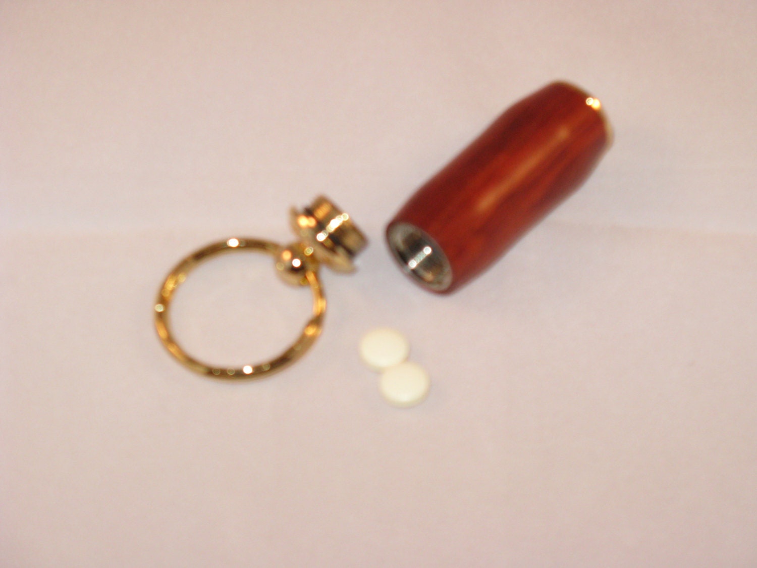 Handmade Secret Compartment Pill Box Key Chain (24Kt Gold finish)(Redheart)