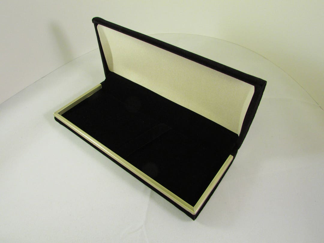 Black Velour Pen Box With Gold Trim Finish --(double) - Etsy