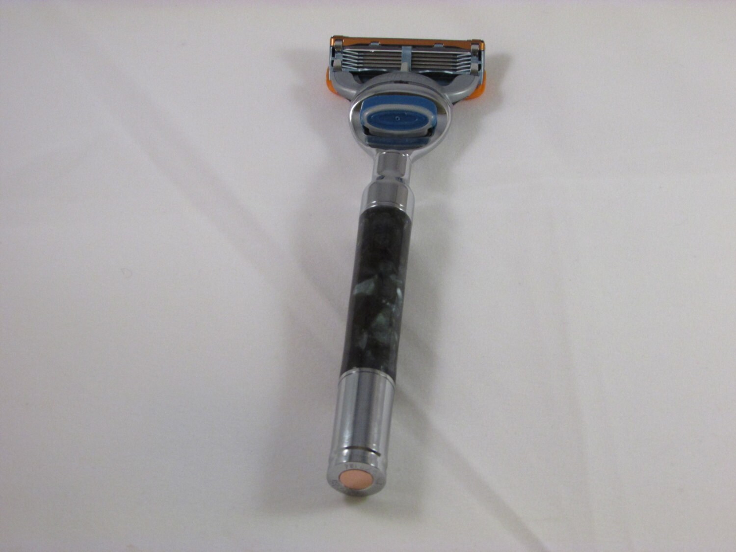 Handmade MAGNUM Shaving Set: FUSION Razor and Chrome stand in a (Green ...