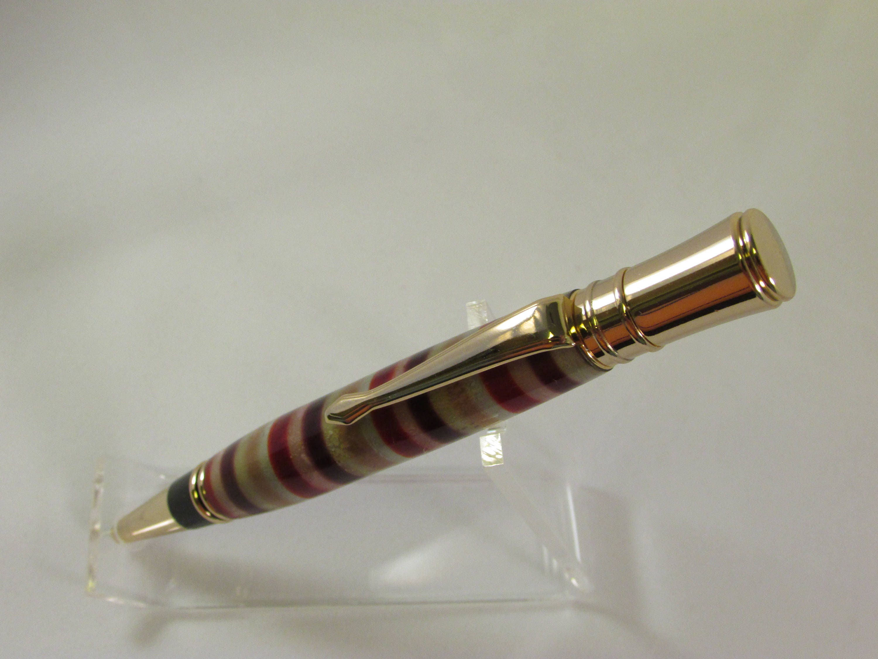 Handmade Executive Pen with 24 Kt Gold plated hardware(Circular, White ...