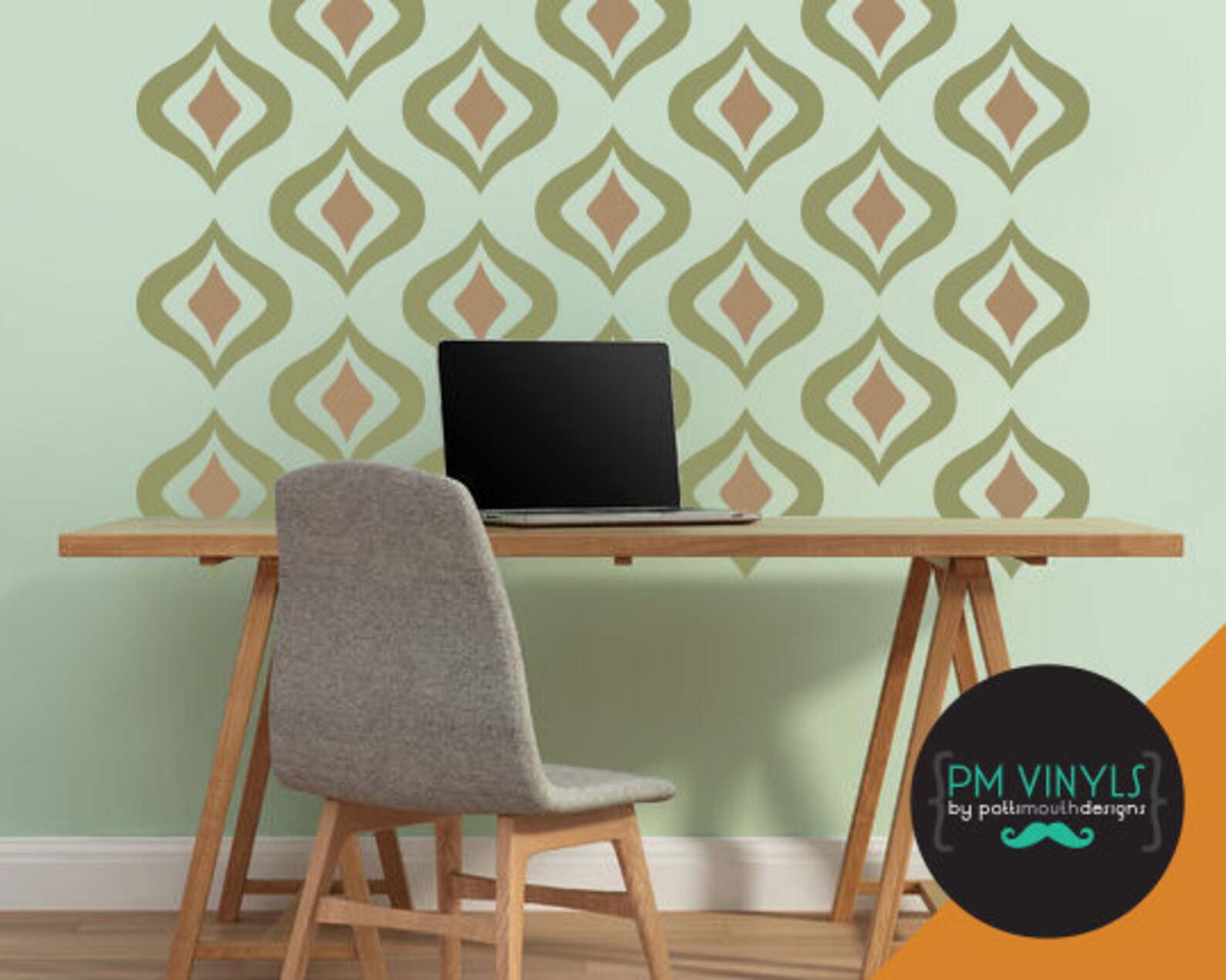 Retro Mid Century Modern Diamond Stripe Vinyl Wall Decal - Etsy