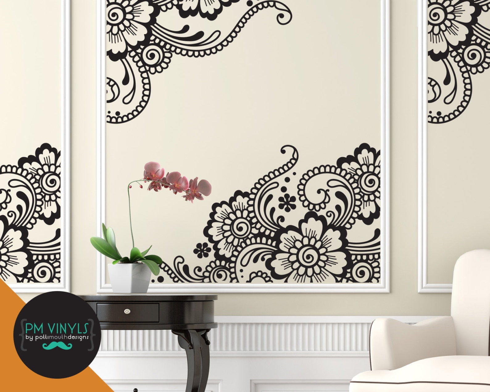 Corner Lace Vinyl Wall Decals GIR001 - Etsy