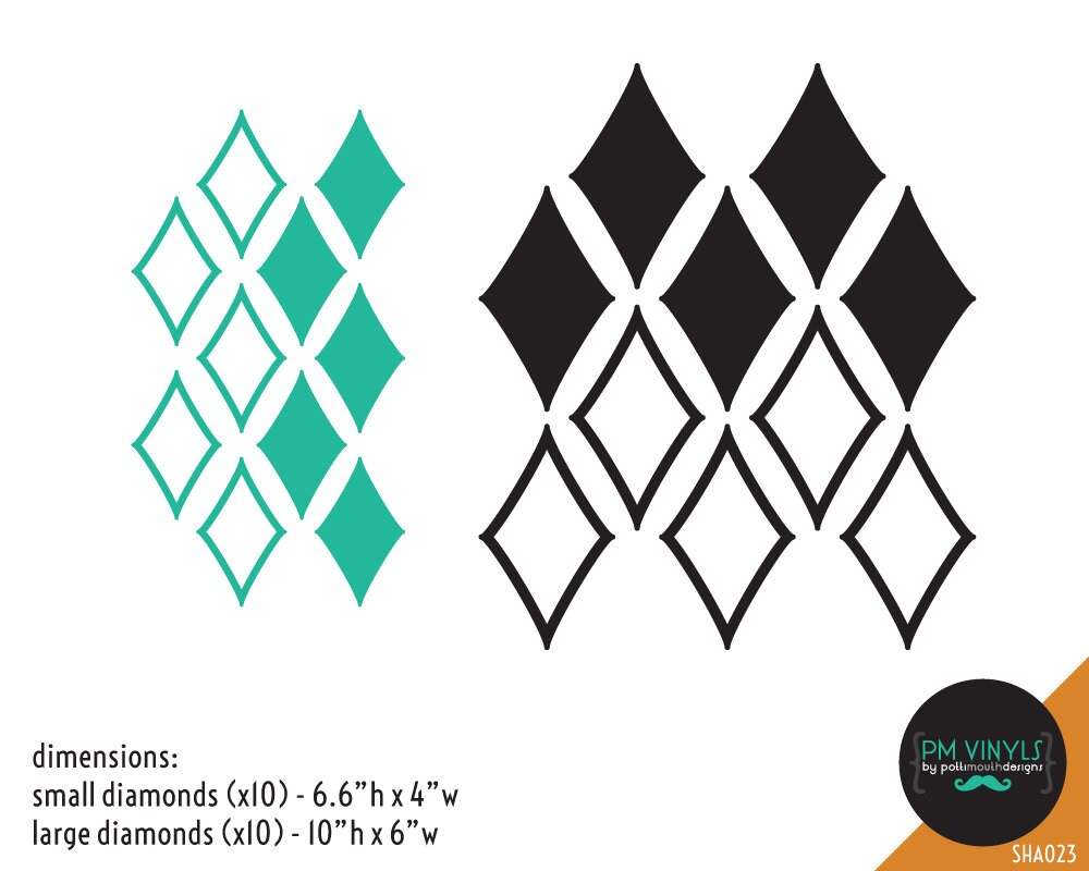 Diamond Vinyl Wall Decals Set of 20 SHA023 - Etsy