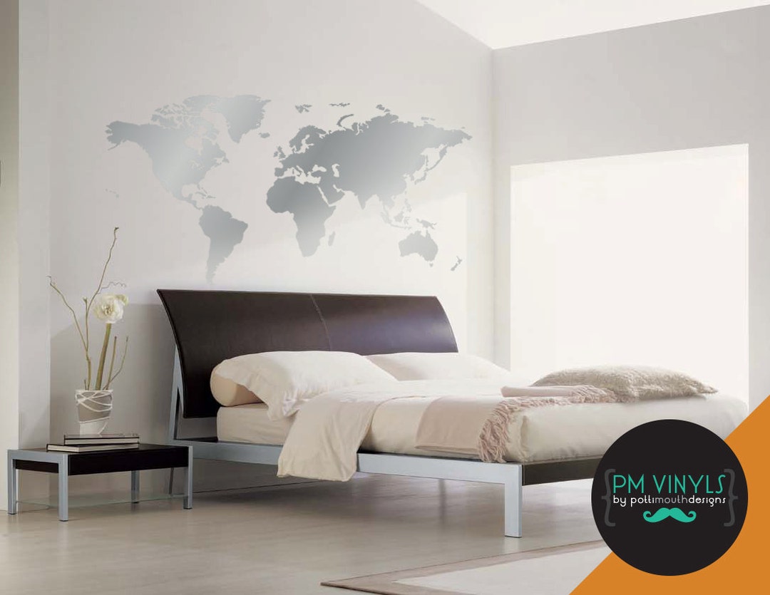 World Map Vinyl Wall Decal MAP003 - Etsy
