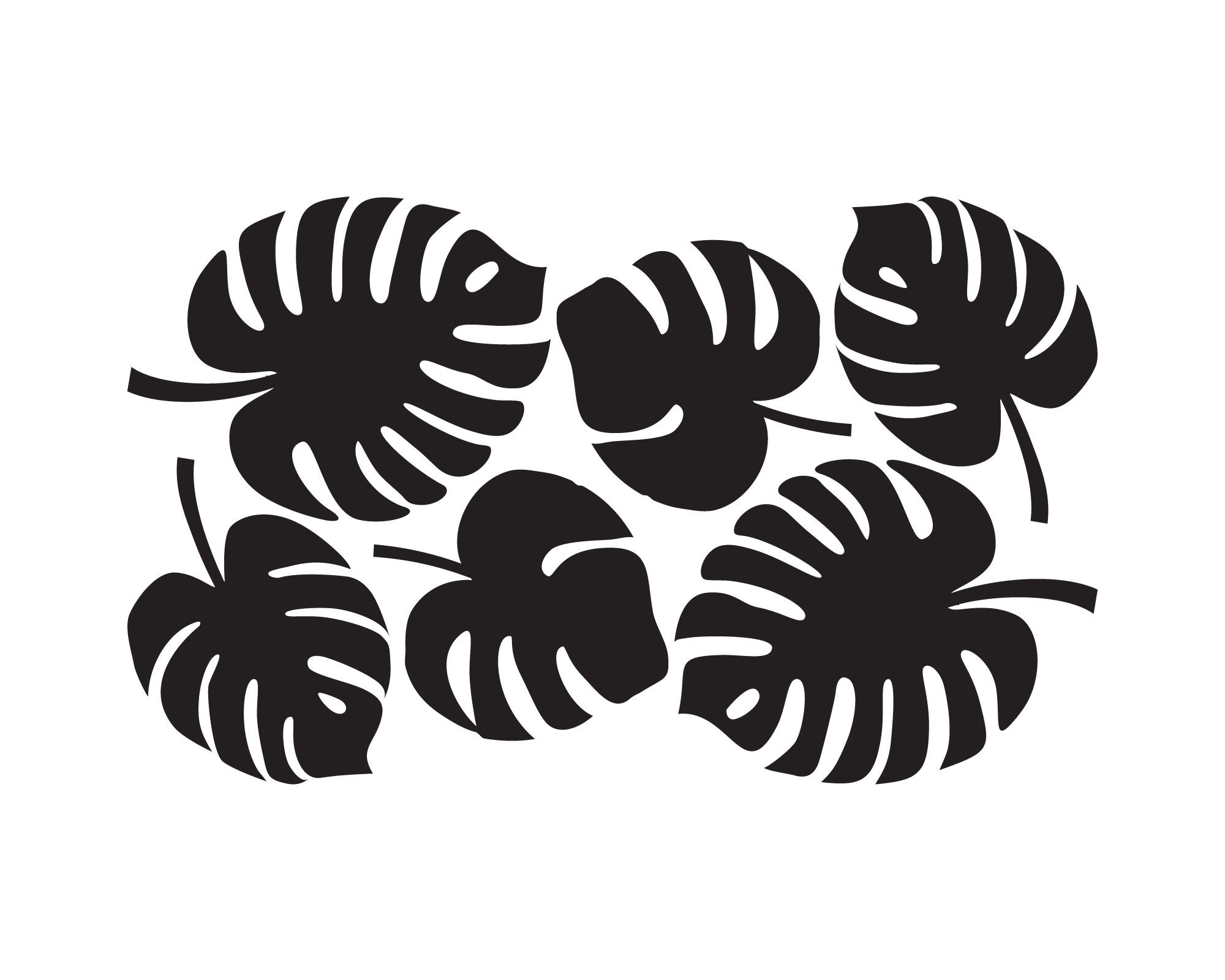 Tropical Leaf Vinyl Wall Decals Set Of 6 Flo006 Etsy