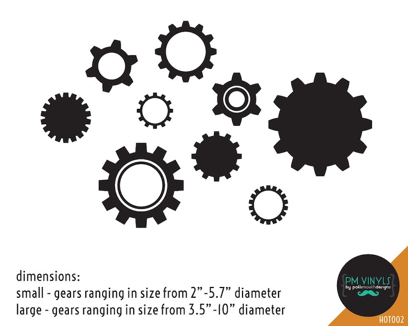 Assorted Gear Vinyl Wall Decals HOT002 - Etsy