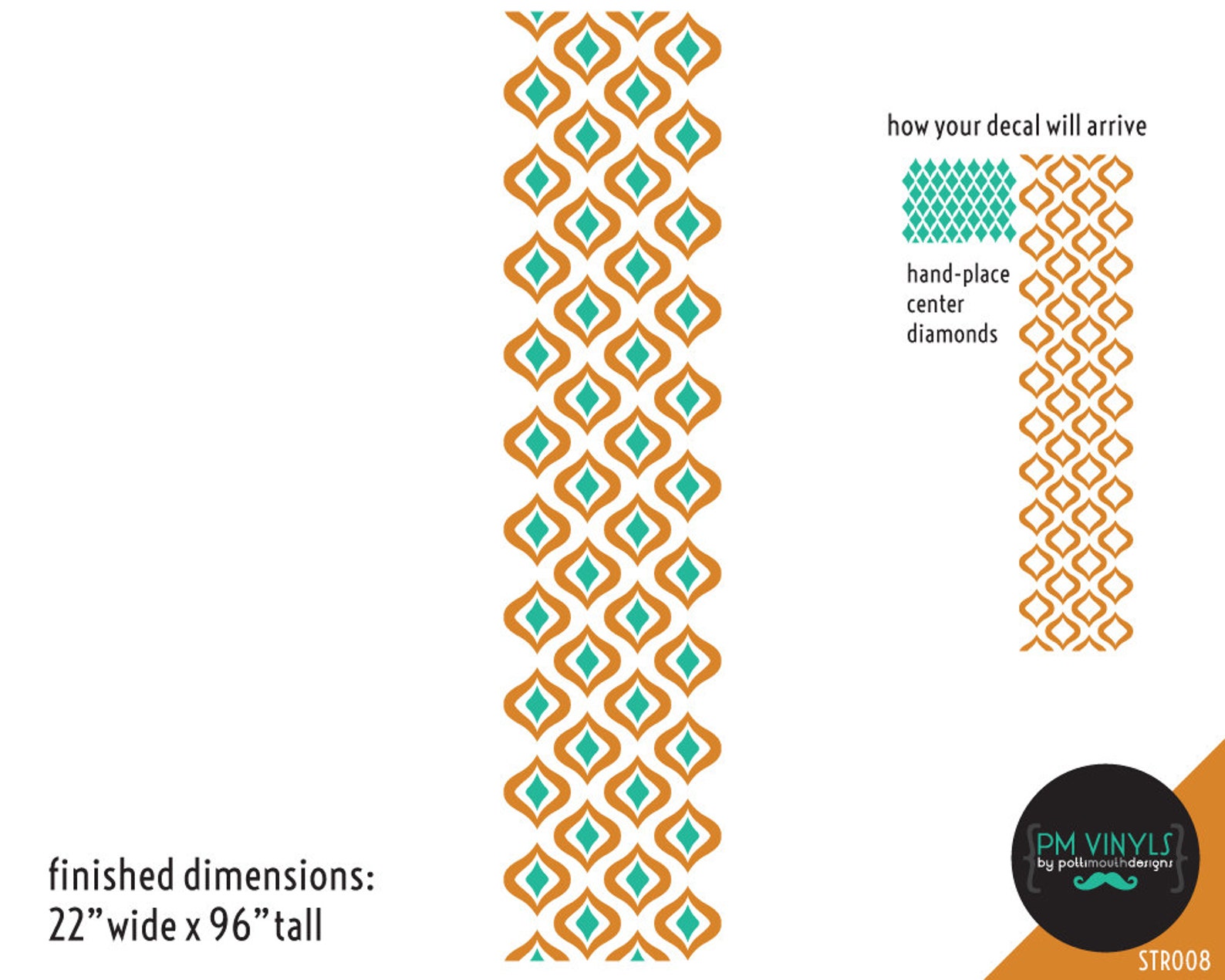 Retro Mid Century Modern Diamond Stripe Vinyl Wall Decal - Etsy