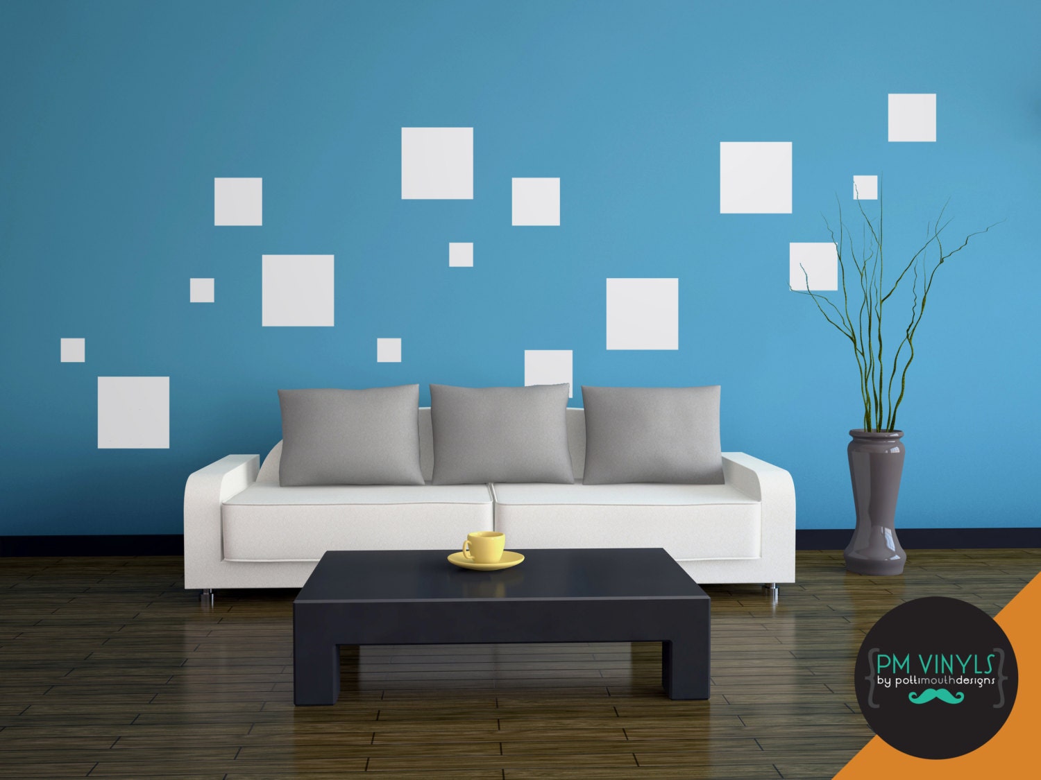 Square Vinyl Wall Decals Set of 15 Squares SHA002 | Etsy