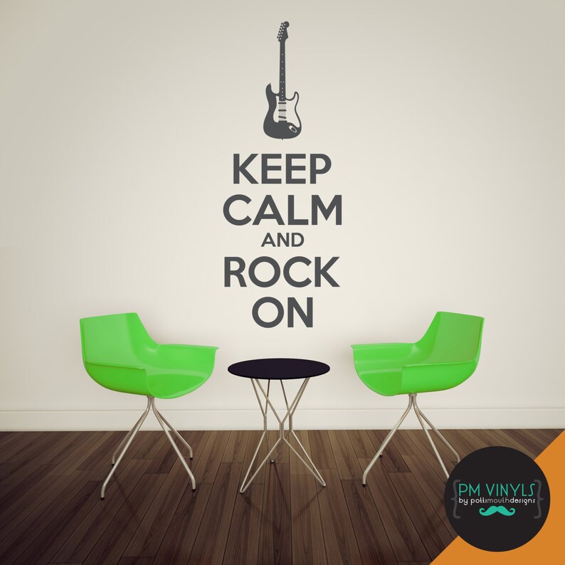 Keep Calm and Rock on Vinyl Wall Decal Quote QUO003 - Etsy