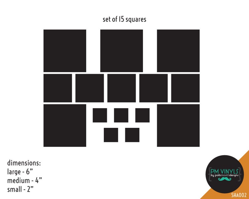 Square Vinyl Wall Decals Set of 15 Squares SHA002 - Etsy