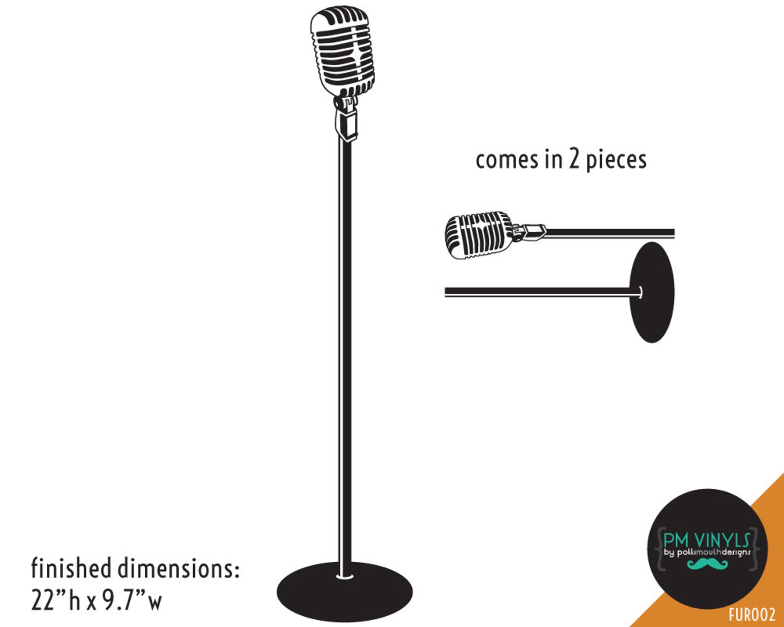 Retro Microphone Vinyl Wall Decal FUR002 | Etsy