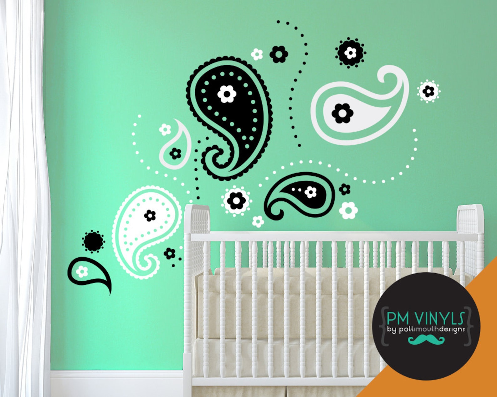 Paisley Vinyl Wall Decals GIR002 | Etsy