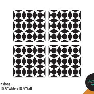 Circles and Diamonds Seamless Pattern Tiles, Set of 4 Vinyl Wall Decals ...