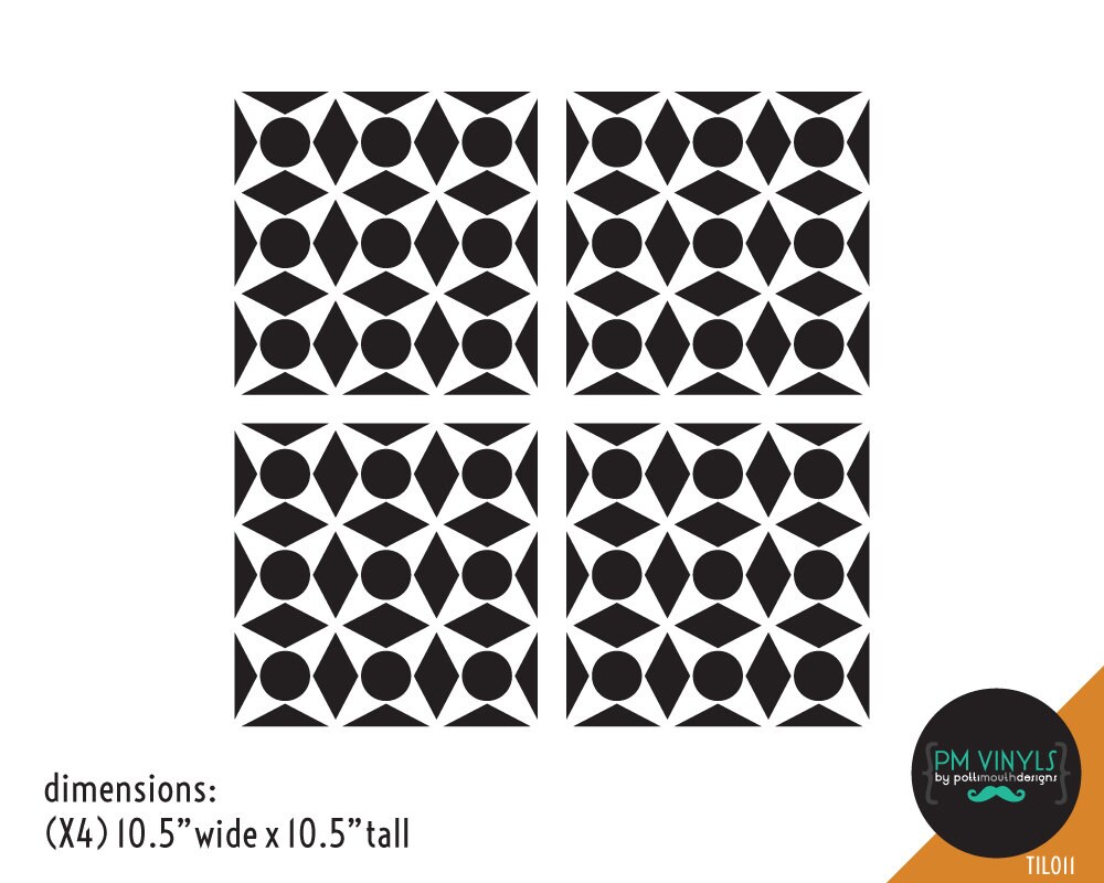 Circles and Diamonds Seamless Pattern Tiles Set of 4 Vinyl | Etsy