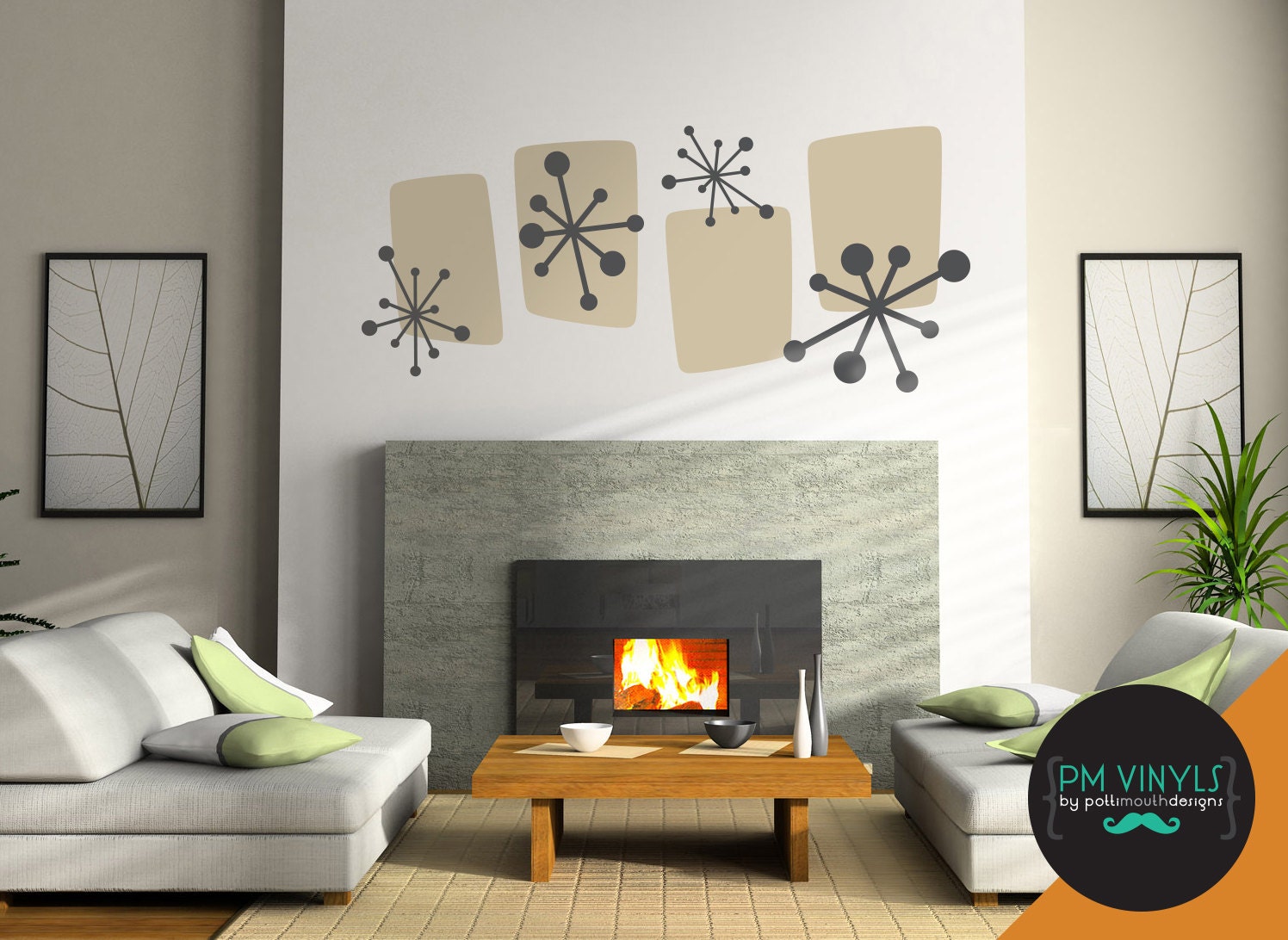 Retro Shapes Vinyl Wall Decal SHA005 - Etsy