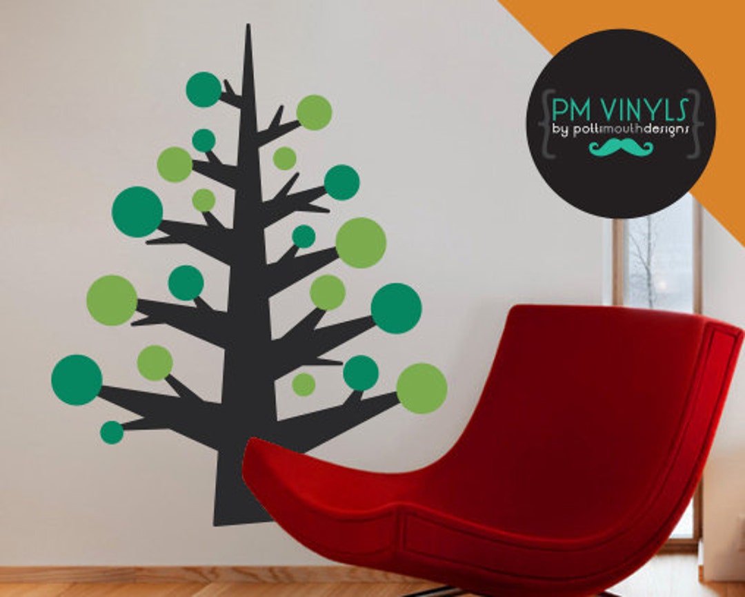 Bubble Leaf Christmas Pine Tree Vinyl Wall Decal HOL004 - Etsy