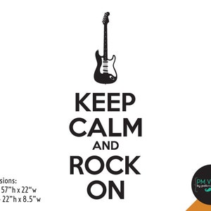 Keep Calm and Rock on Vinyl Wall Decal Quote QUO003 - Etsy