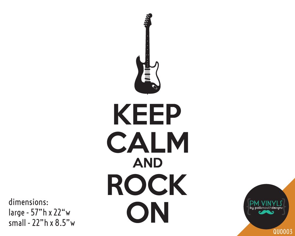 Keep Calm and Rock On Vinyl Wall Decal Quote QUO003 | Etsy