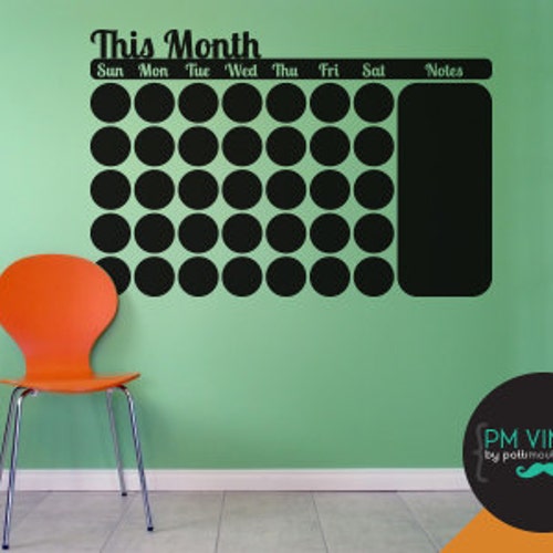 Chalkboard Wall Calendar With Memo Vinyl Wall Decal - Etsy