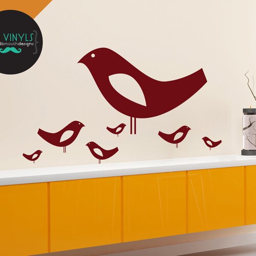 Retro Mid Century Modern Bird Silhouette Vinyl Wall Decal | Etsy