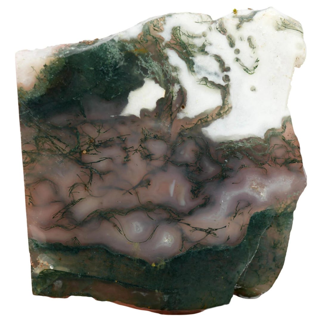 India Tree Moss Agate Slab - Green Moss With Translucent Agate - Old ...