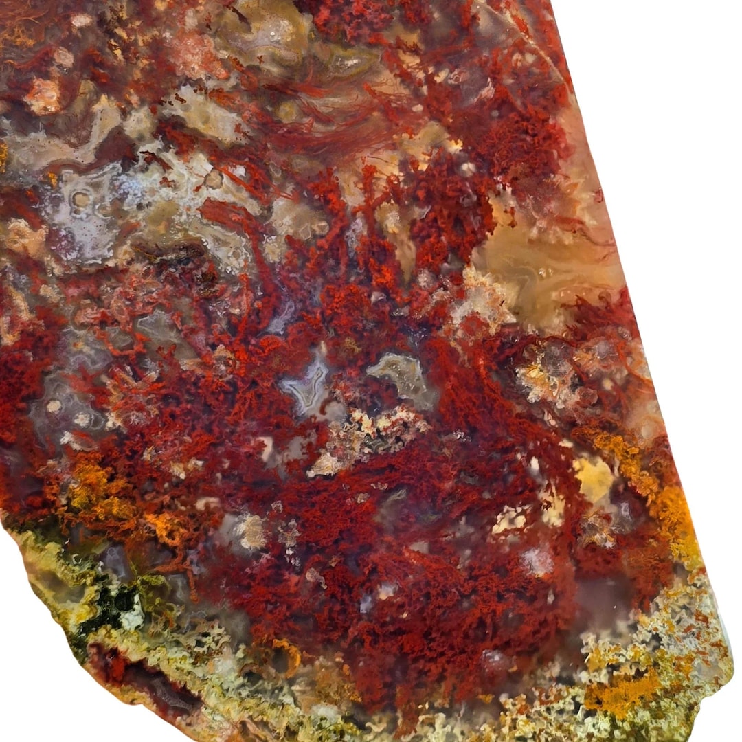 Powell Butte Plume Agate Slab - Bright Red Moss Streamer - Oregon ...