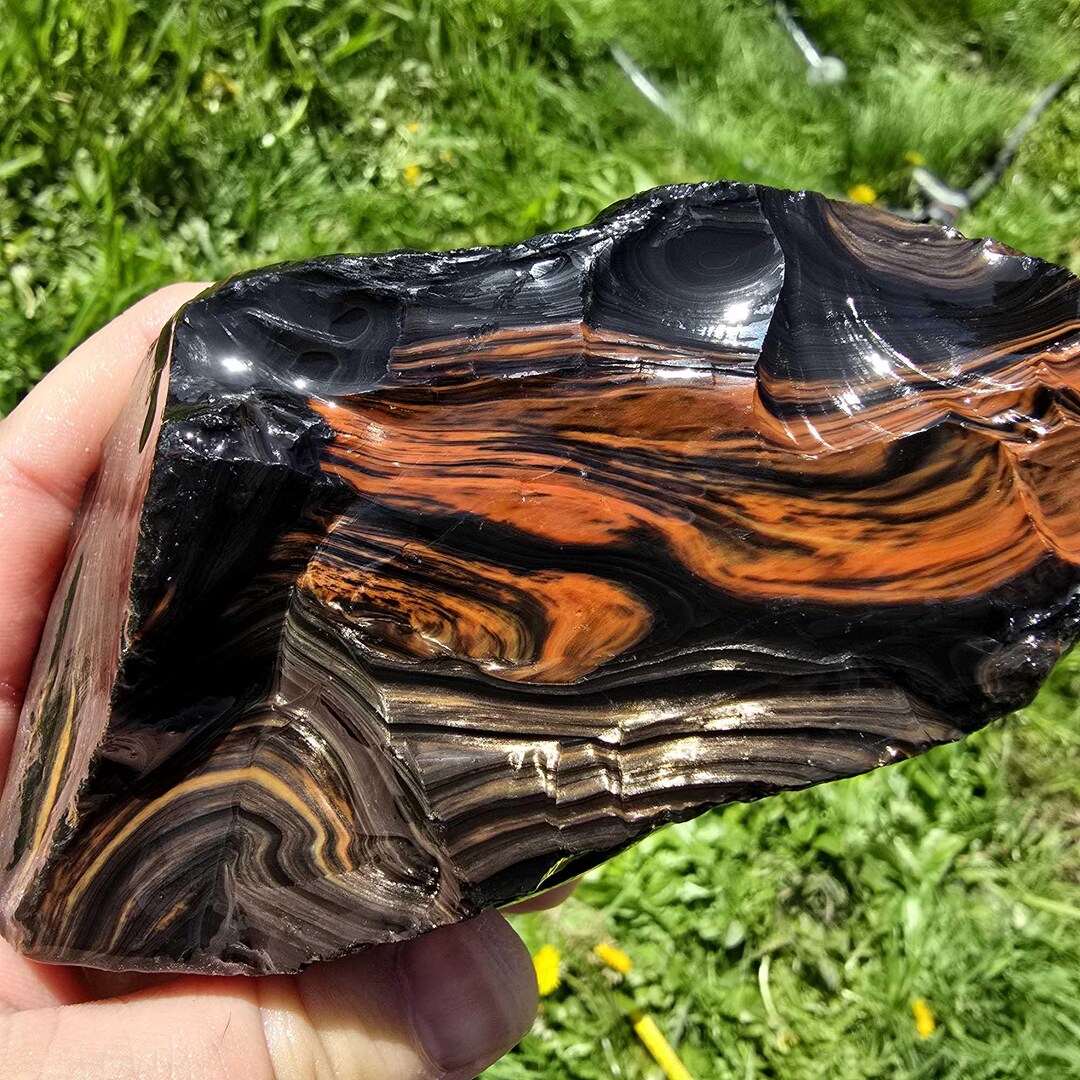 Tri-flow Mix Old Stock Oregon Obsidian Cutting Rough Flatrate Lapidary ...