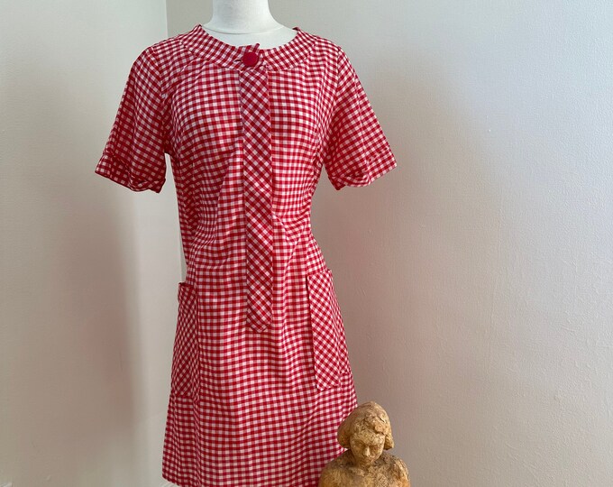 1950s Red Checkered House Dress - Etsy