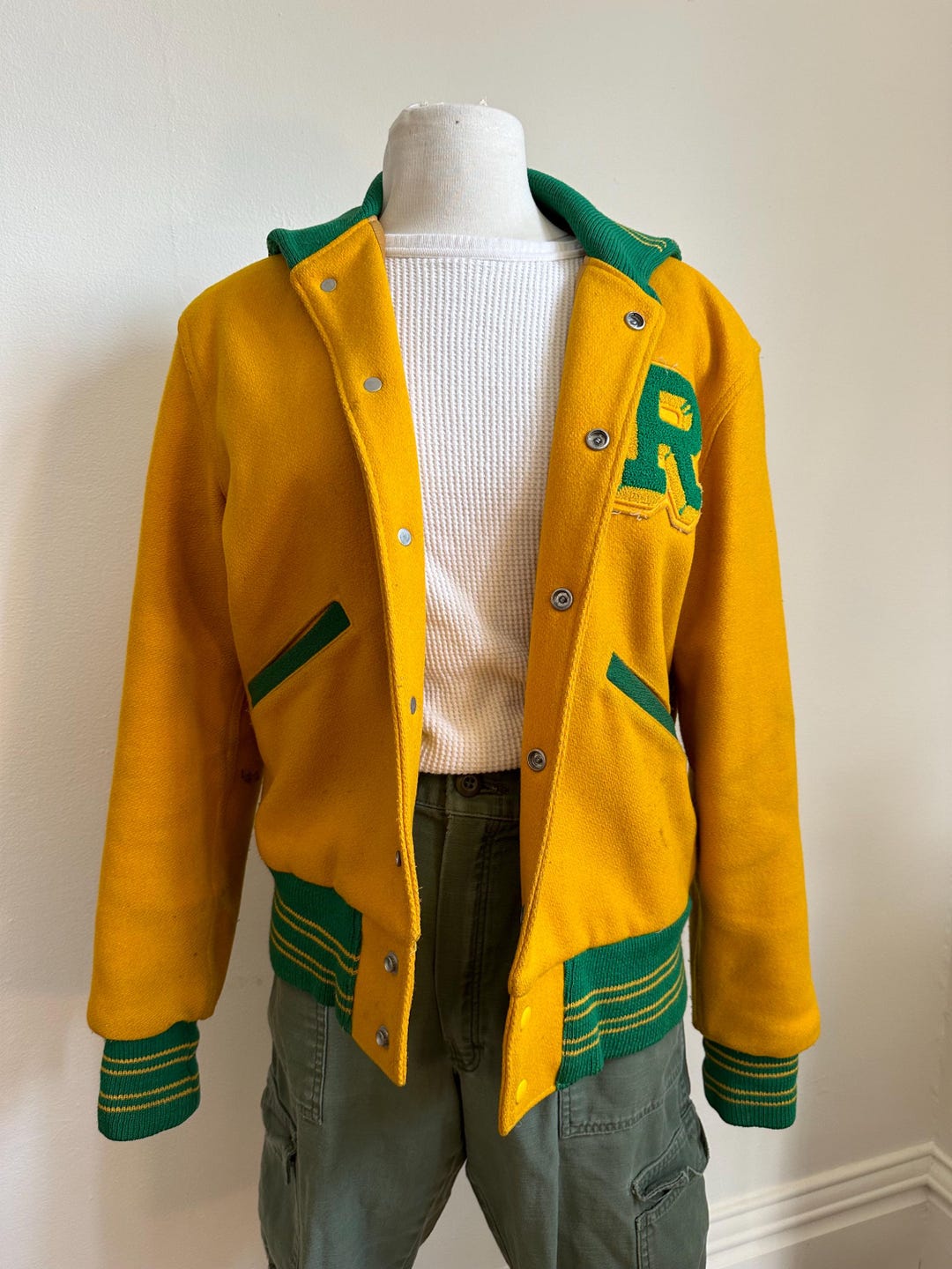 60s Yellow Varsity Jacket - Etsy