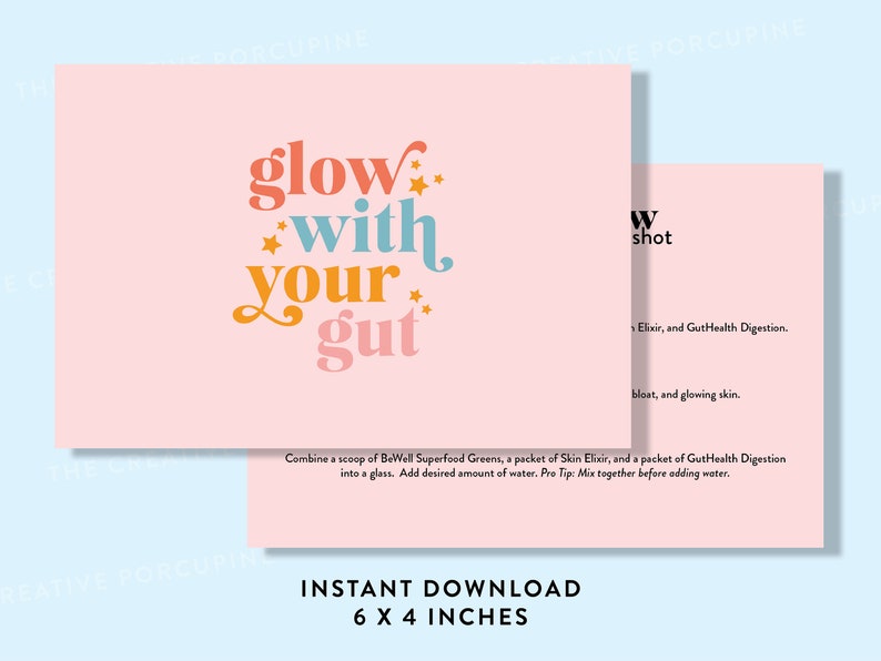 Green Gut Glow Sample Card Print at Home Instant Download - Etsy