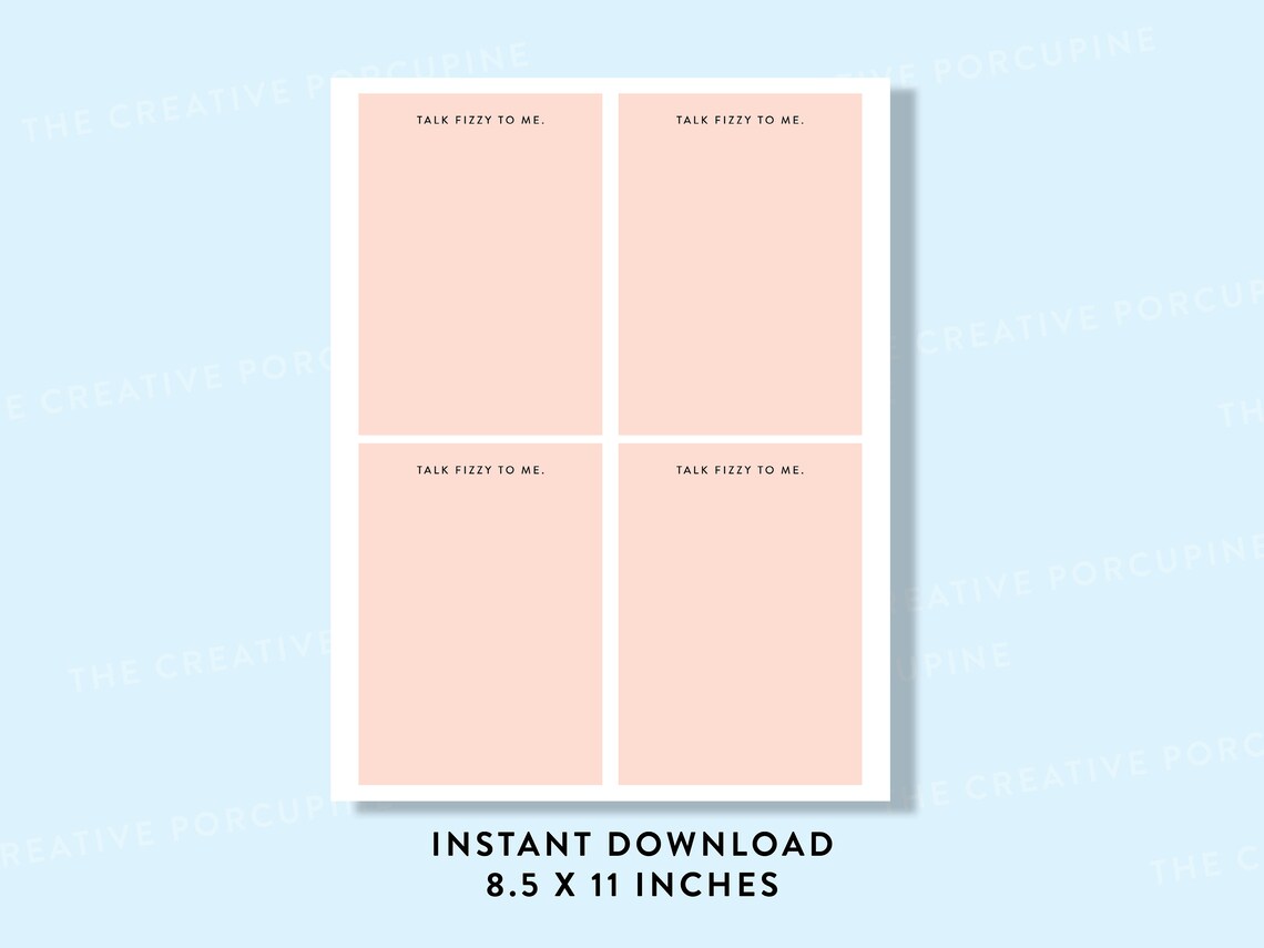 Fizz Sample Cards Instant Download Print at Home - Etsy