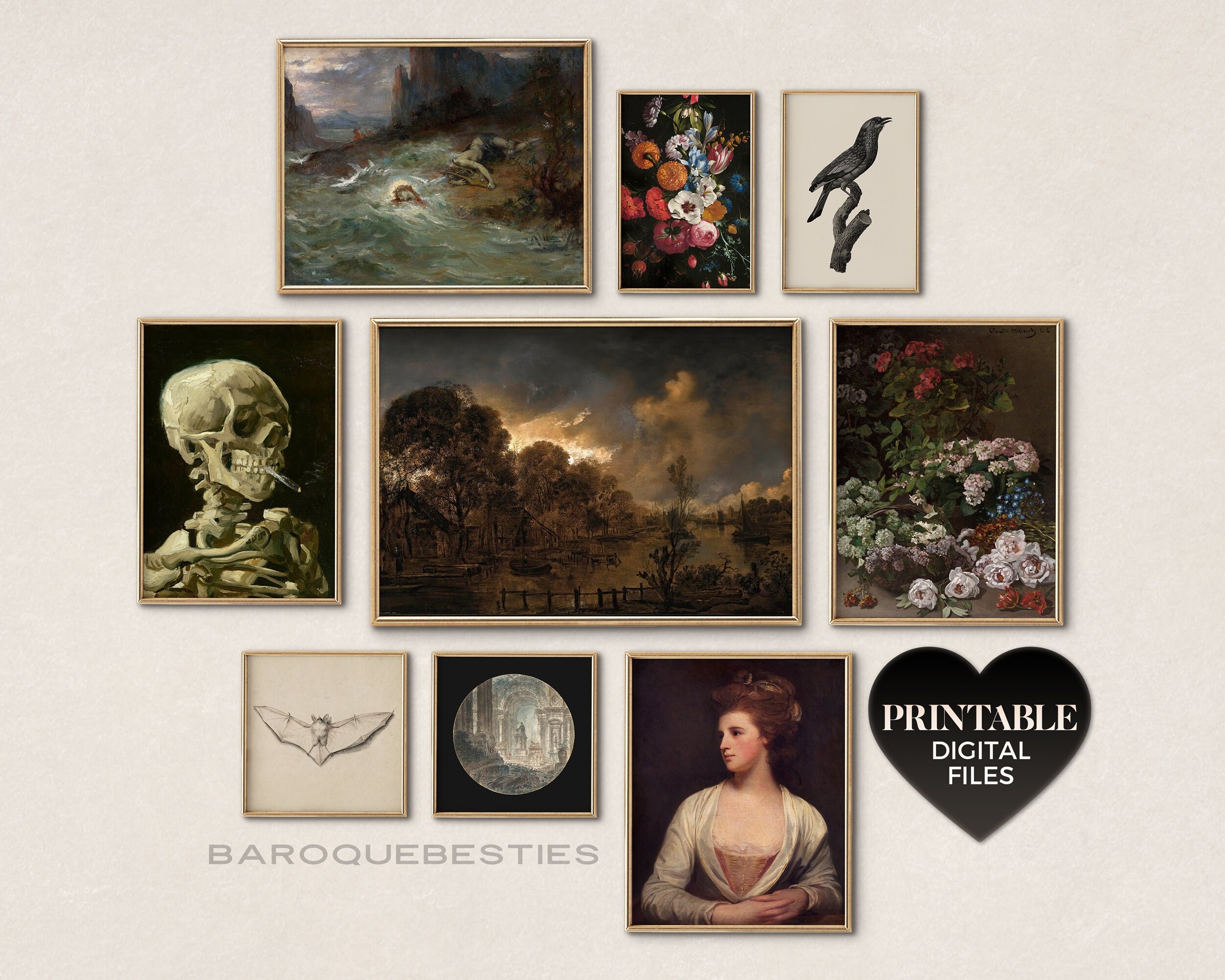 Dark Academia Printable Wall Art Bundle of 9 | Instant Gallery Wall ...