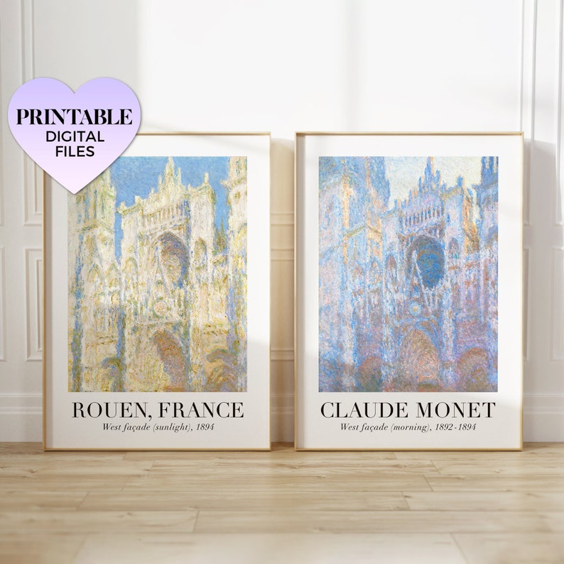 Rouen Cathedral ~ Claude Monet ~ Printable Wall Art Duo | Instant ...