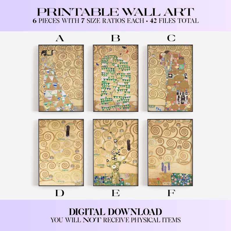 Klimt's Tree of Life ~ Printable Wall Art Bundle of 6 | Instant Gallery ...
