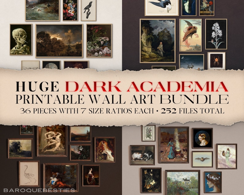 Dark Academia Printable Wall Art ~ Bundle of 36 | Instant Gallery Wall ...