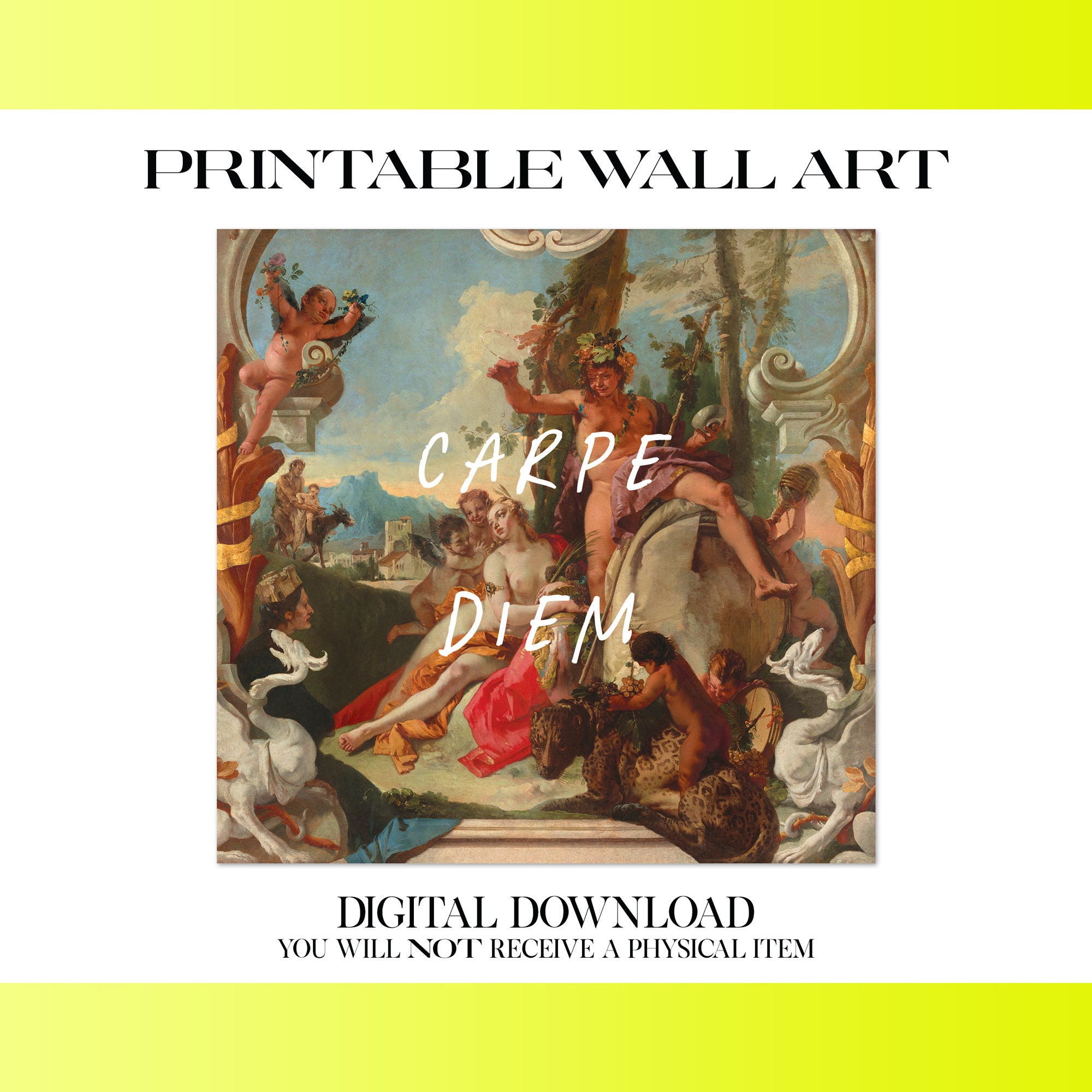 Carpe Diem Bacchus and Ariadne Printable Wall Art - Etsy