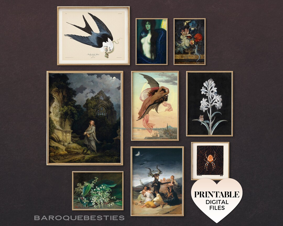 Gothic Printable Wall Art Bundle of 9 | Instant Gallery Wall Digital ...