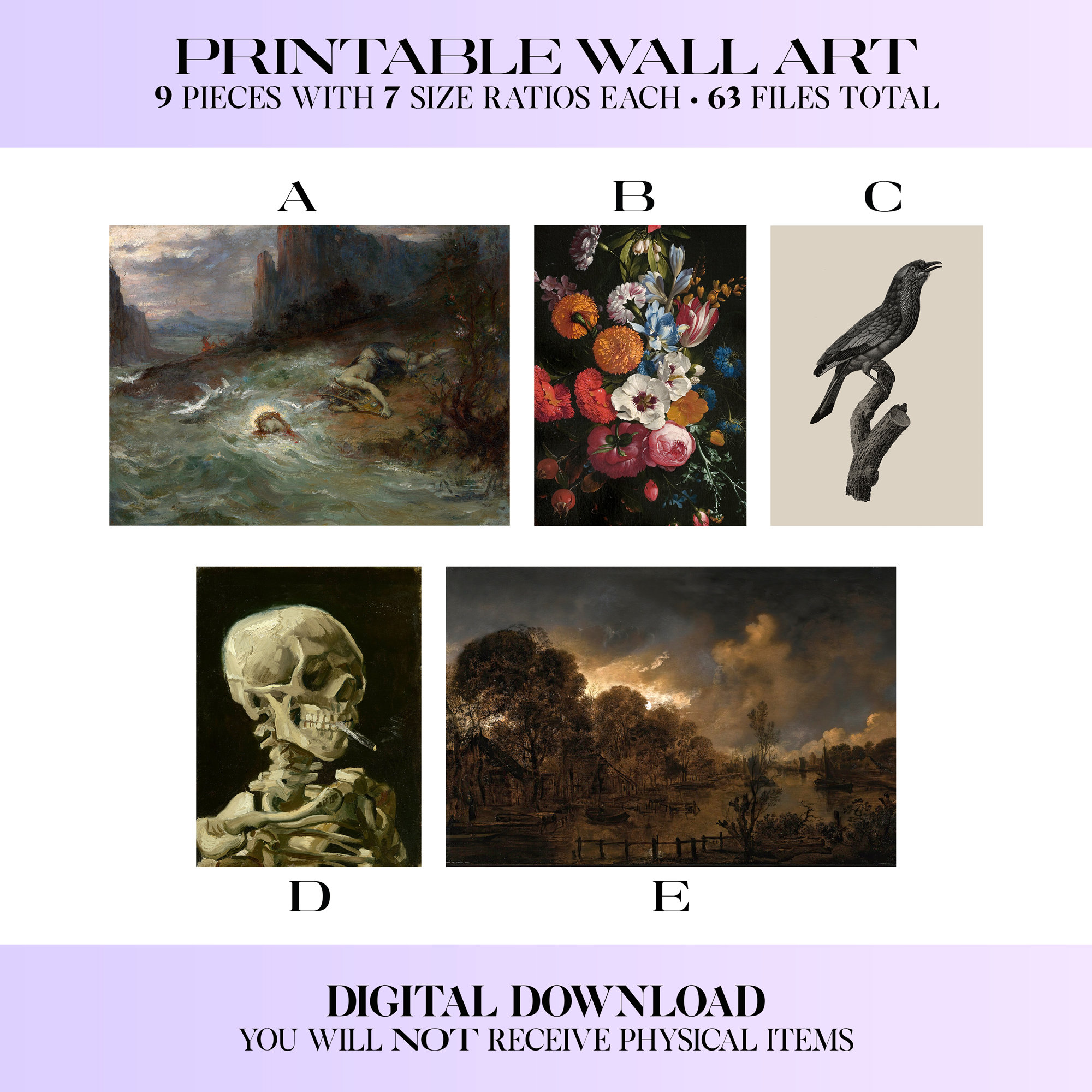 Dark Academia Printable Wall Art Bundle of 9 Instant Gallery Wall ...