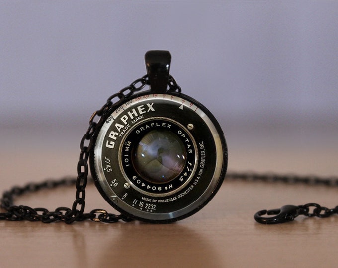 Vintage Camera Lens Necklace, Camera Pendant, 24" Chain, Camera Jewelry ...