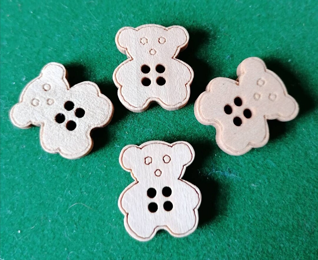 Novelty Wooden Teddy Bear Buttons, Wooden Buttons, Natural Fibres, Eco ...