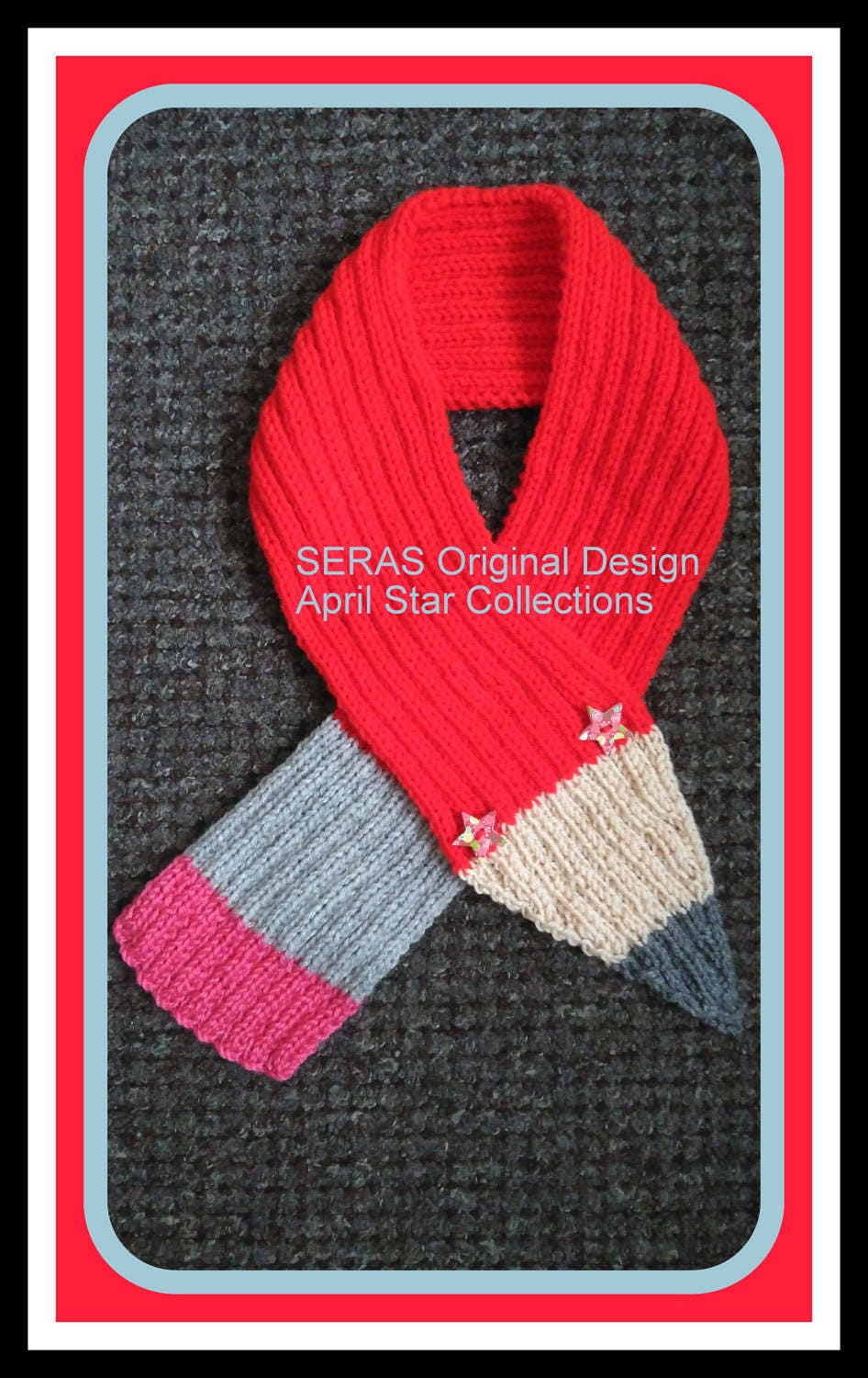 Pencil Scarf Knitted Scarf Handmade Designer Hand Knit Artist Writer ...